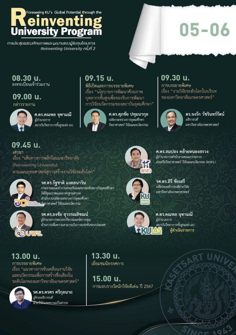 Foreseeing KU’s Global Potential Through the Reinventing University Program - ศูนย์นวัตกรรม ...